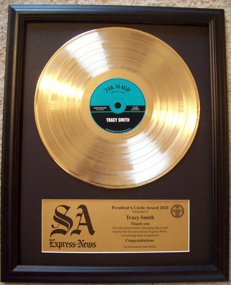 Gold LP Record Trophy/Award