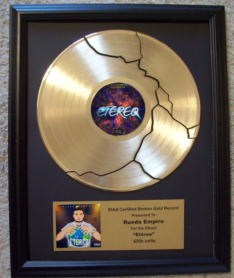 Broken Record Award Trophy Gold Plated 12" LP Album