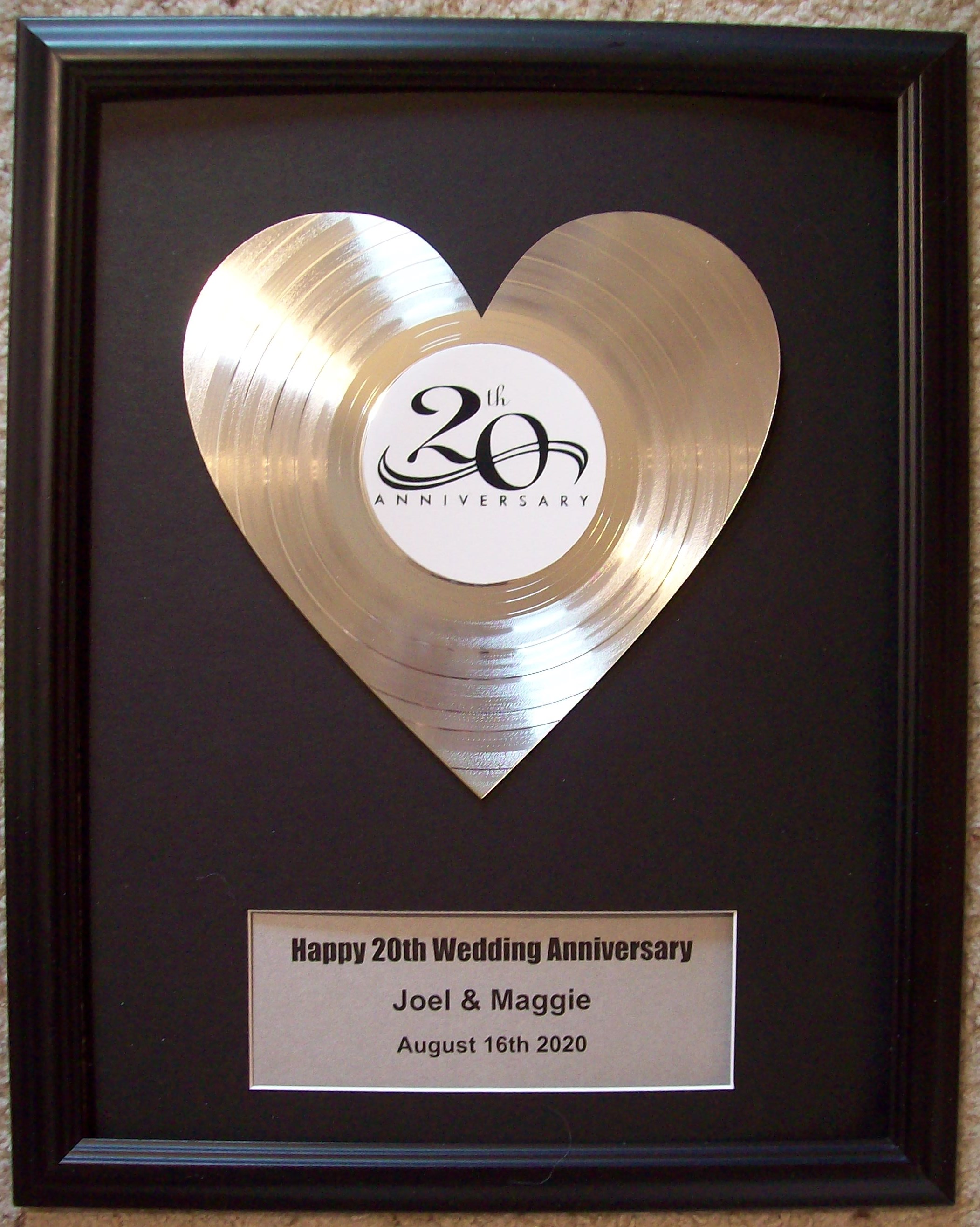 Heart Shaped Platinum/Silver LP size Record