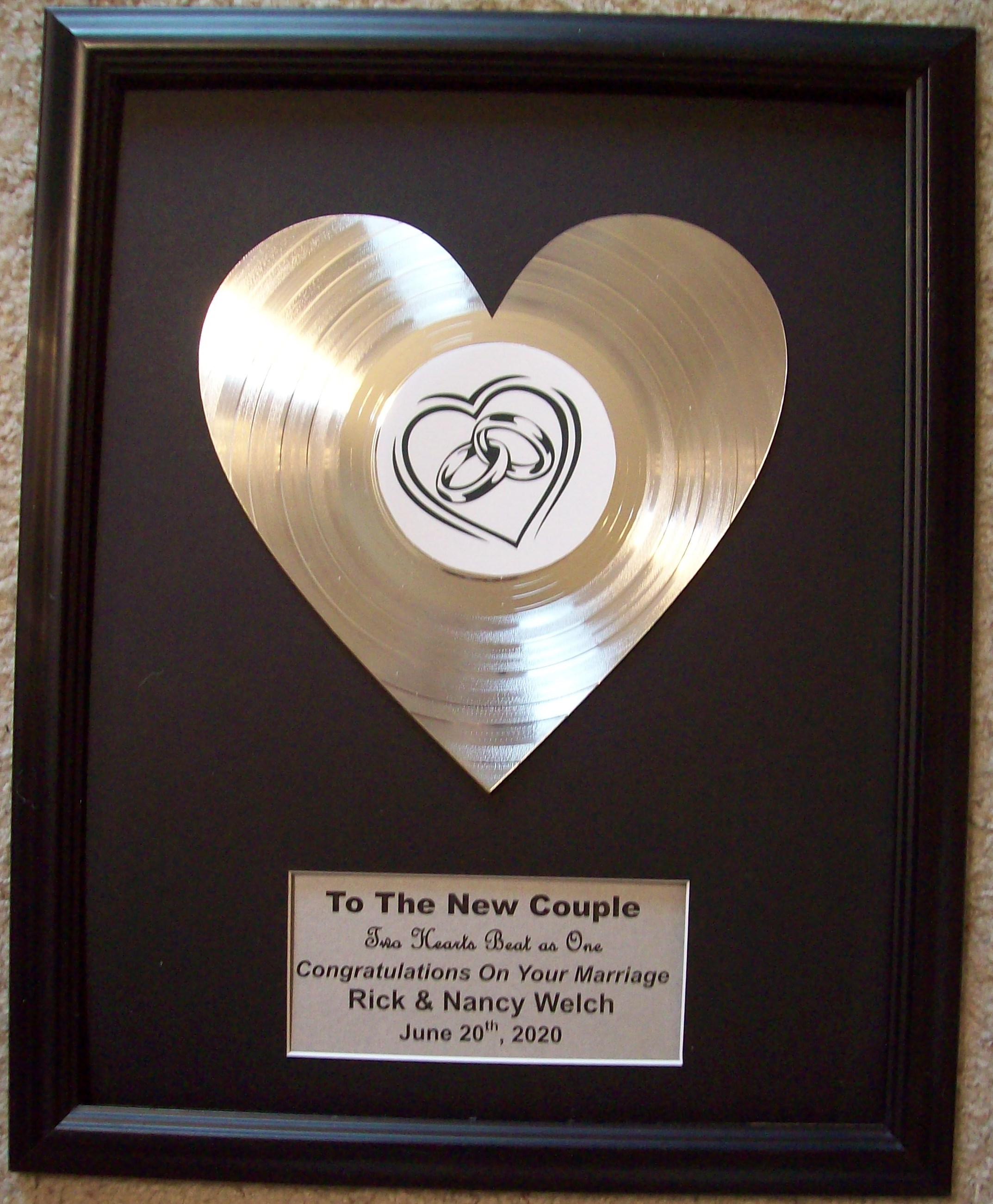 Heart Shaped Platinum/Silver LP size Record