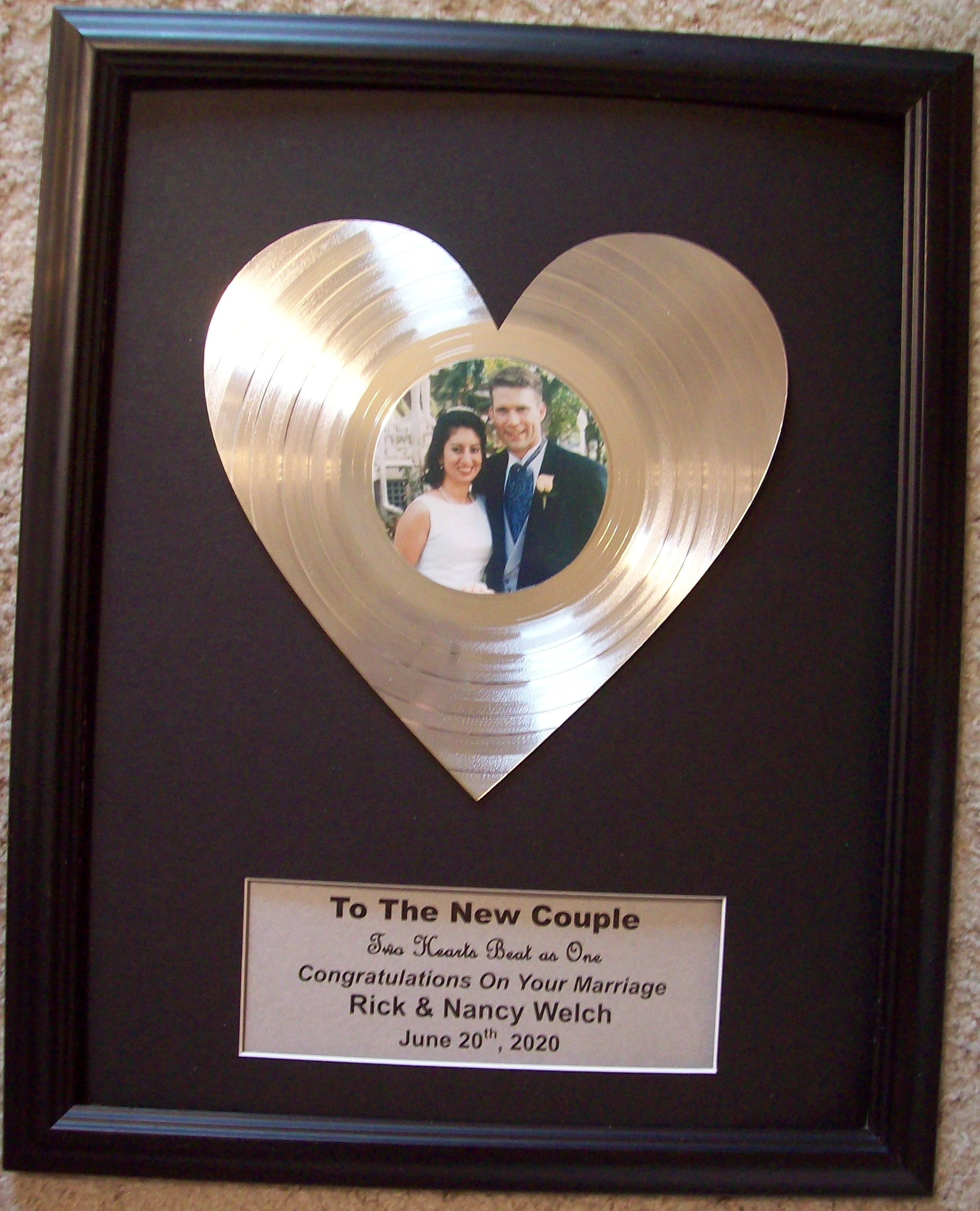 Heart Shaped Platinum/Silver LP size Record